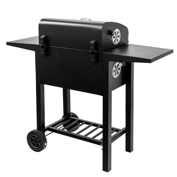 Grill de gradina pe carbune cu capac si gratar emailat 2x masuta later ...