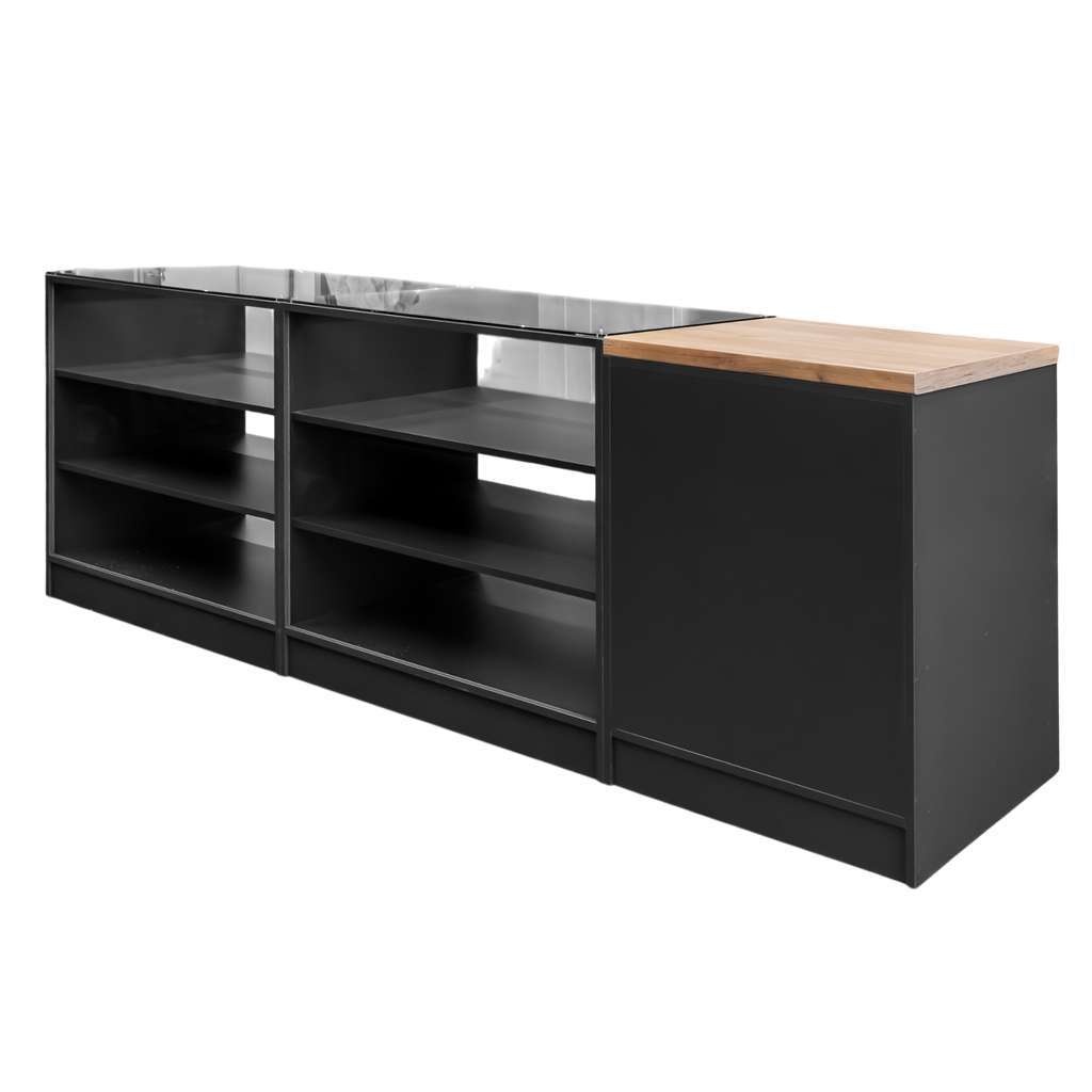 Tejghea magazin impuls cu partea superioara si front vitrat H-90 cm L ...