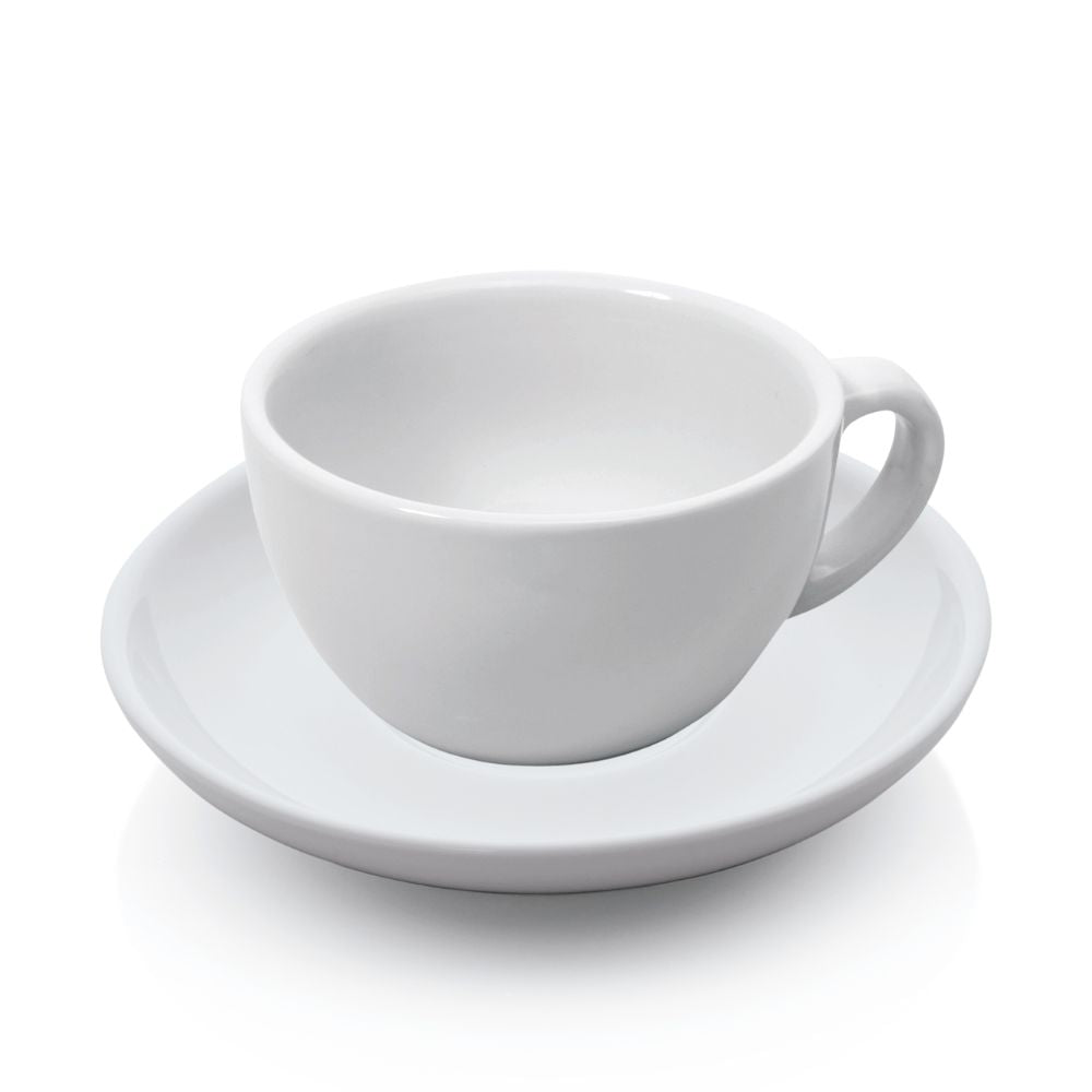 Set 6 cesti albe cappuccino 200 ml. Ø9,5 cm cu farfurioara Ø15,5 cm, p ...