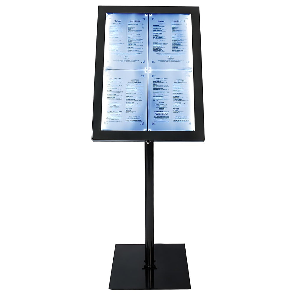 Stand meniu, panou informare, iluminare LED, suprafata 40x60 cm, inox ...