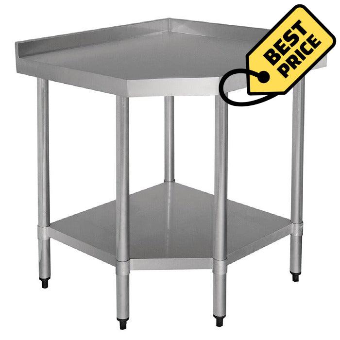 Masa de colt cu blat inox 900 x 900 x H850 mm, cu polita si inaltator ...
