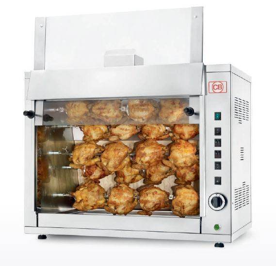 Rotisor pe gaz, 3 tepuse, 12 pui, 9 kW – eurogastro.ro